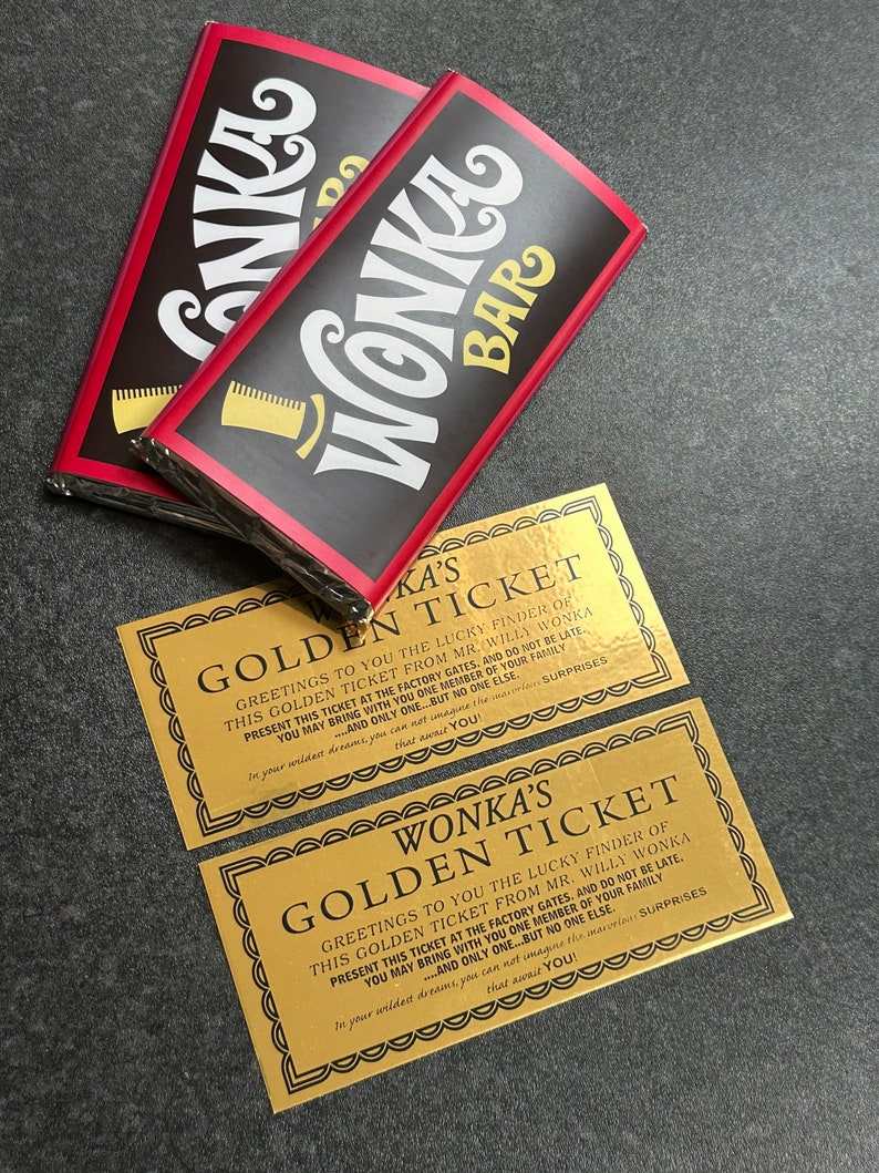 4x Willy Wonka 100g Chocolate Bar LARGE ! Gift Novelty Shiny Carded ...