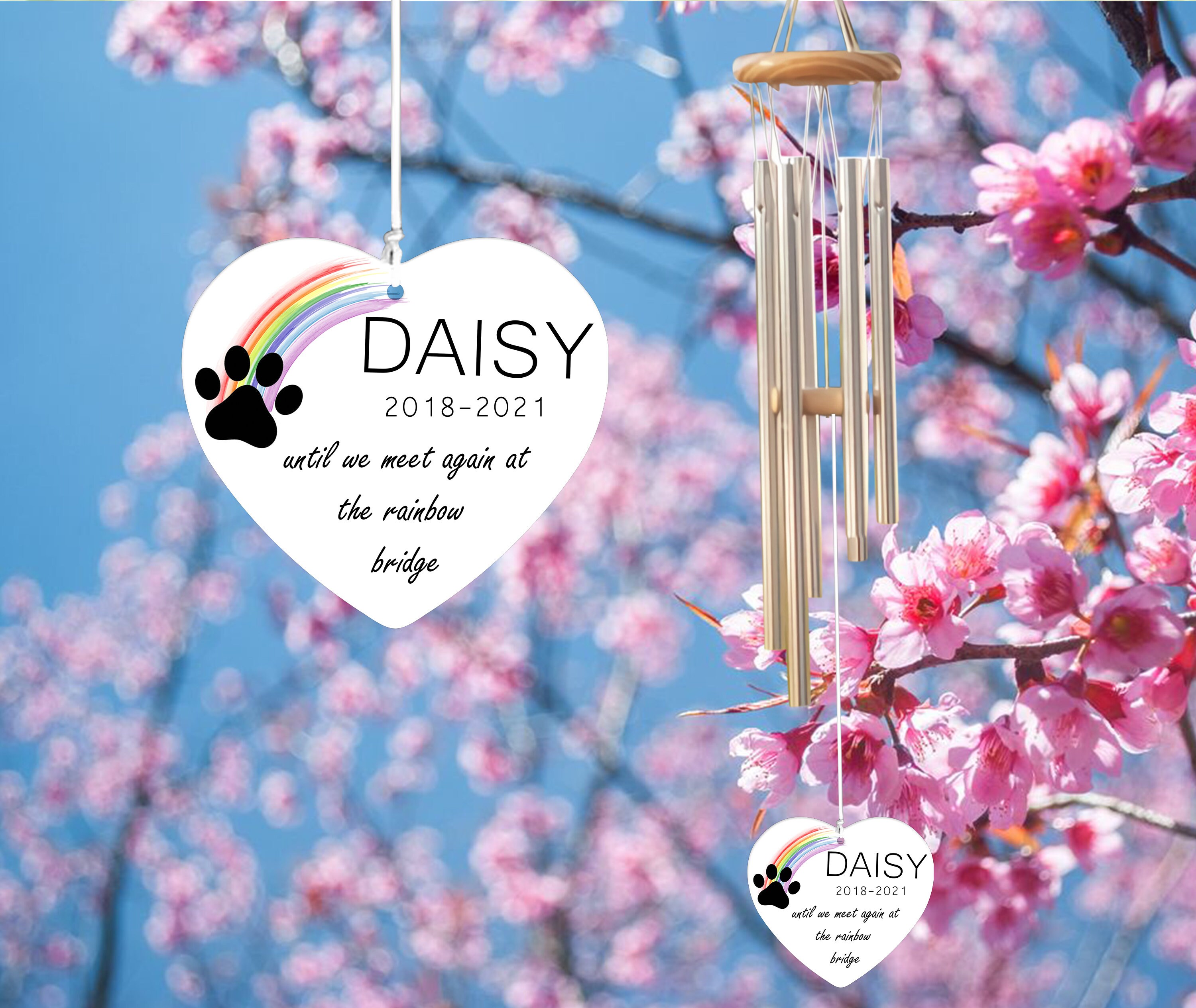 Rainbow Bridge Memorial Wind Chime Personalized Pet Wind - Etsy