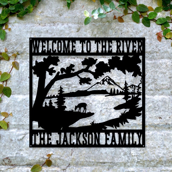 BUY 1 GET 1 Welcome to The River Metal Sign Personalized | Etsy