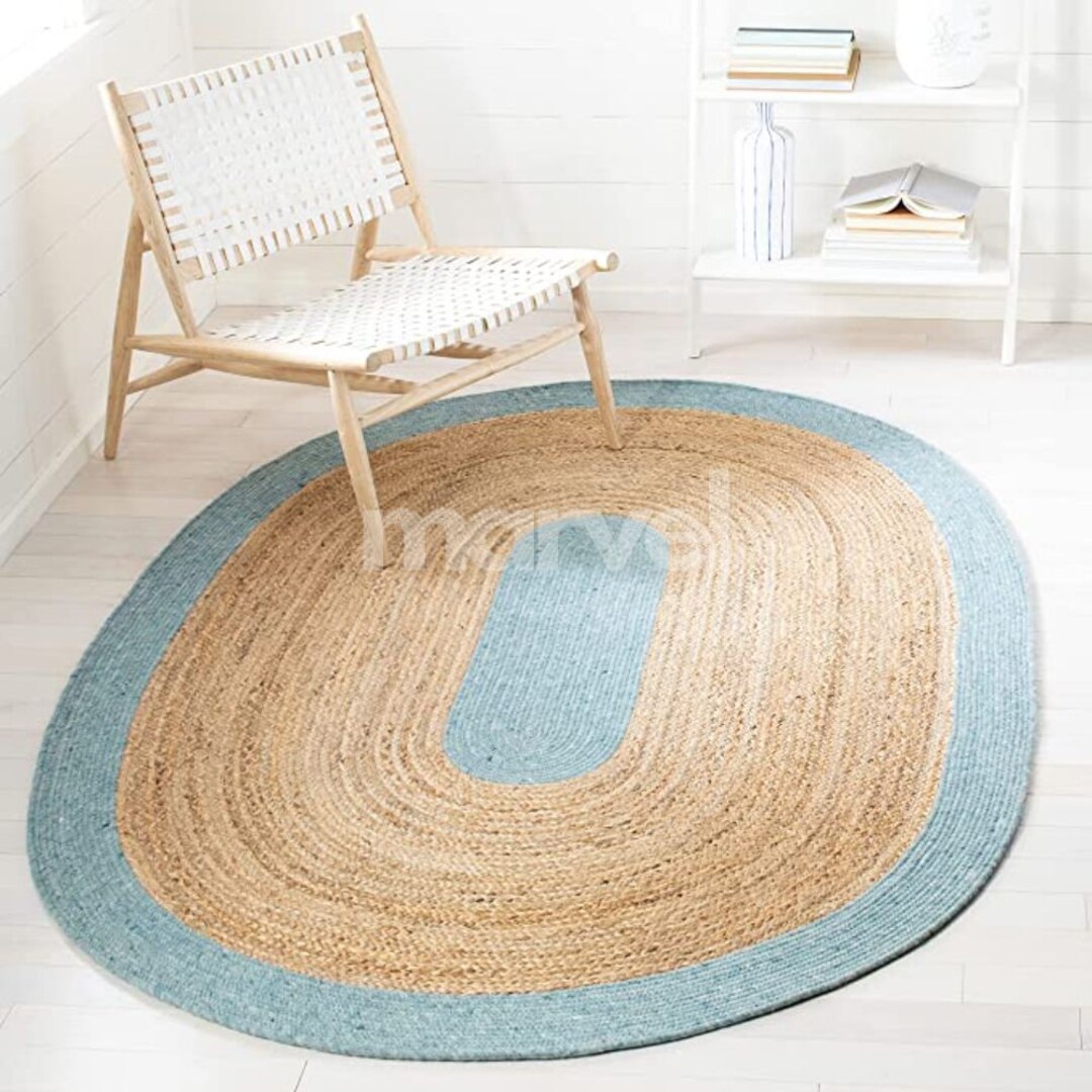 Natural Oval Jute Rug Indian Handmade Braided Vintage Area Rug Indian ...