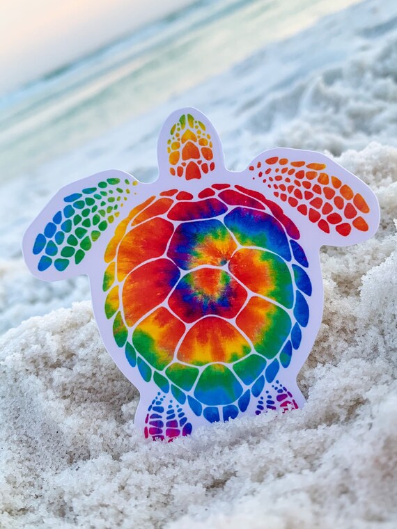 Sea Turtle Sticker Weatherproof Sticker Tie Dye Sea Tutle | Etsy
