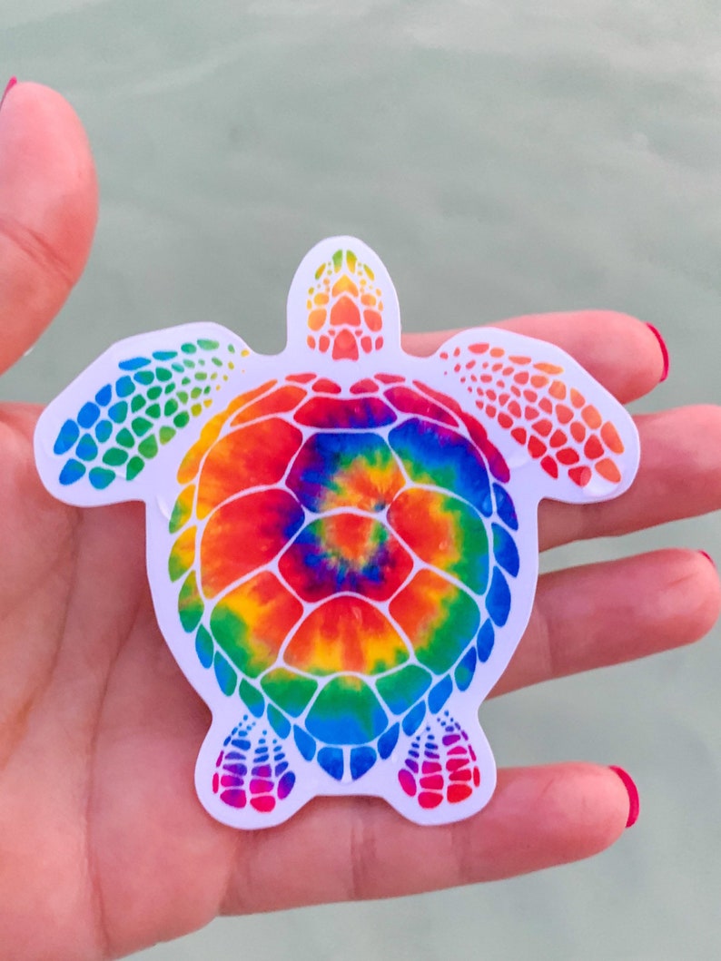 Sea Turtle Sticker - Weatherproof Sticker - Tie Dye Sea Tutle Sticker ...