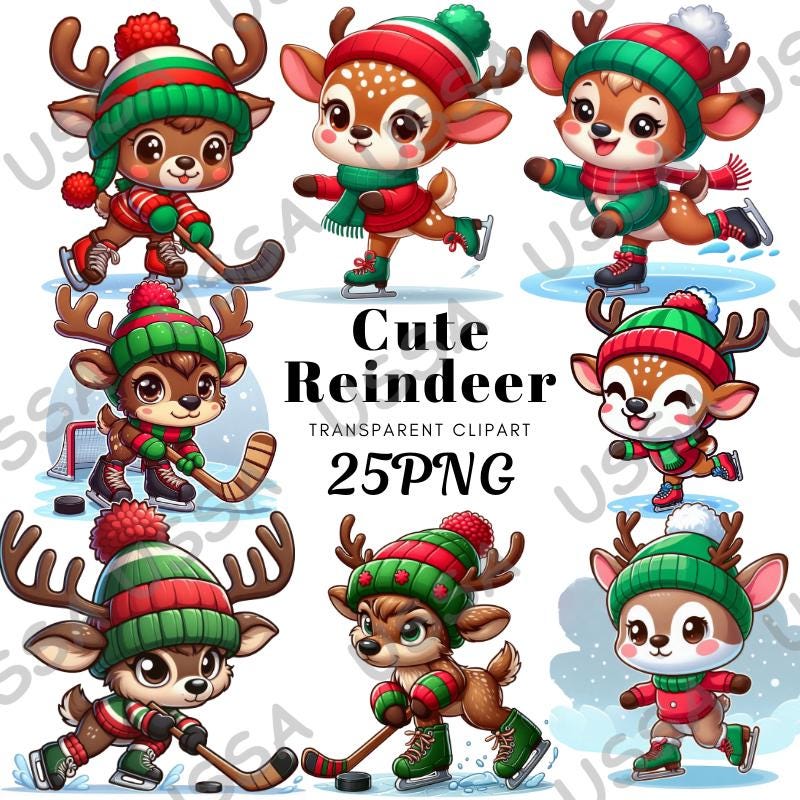 Reindeer Clipart - Etsy