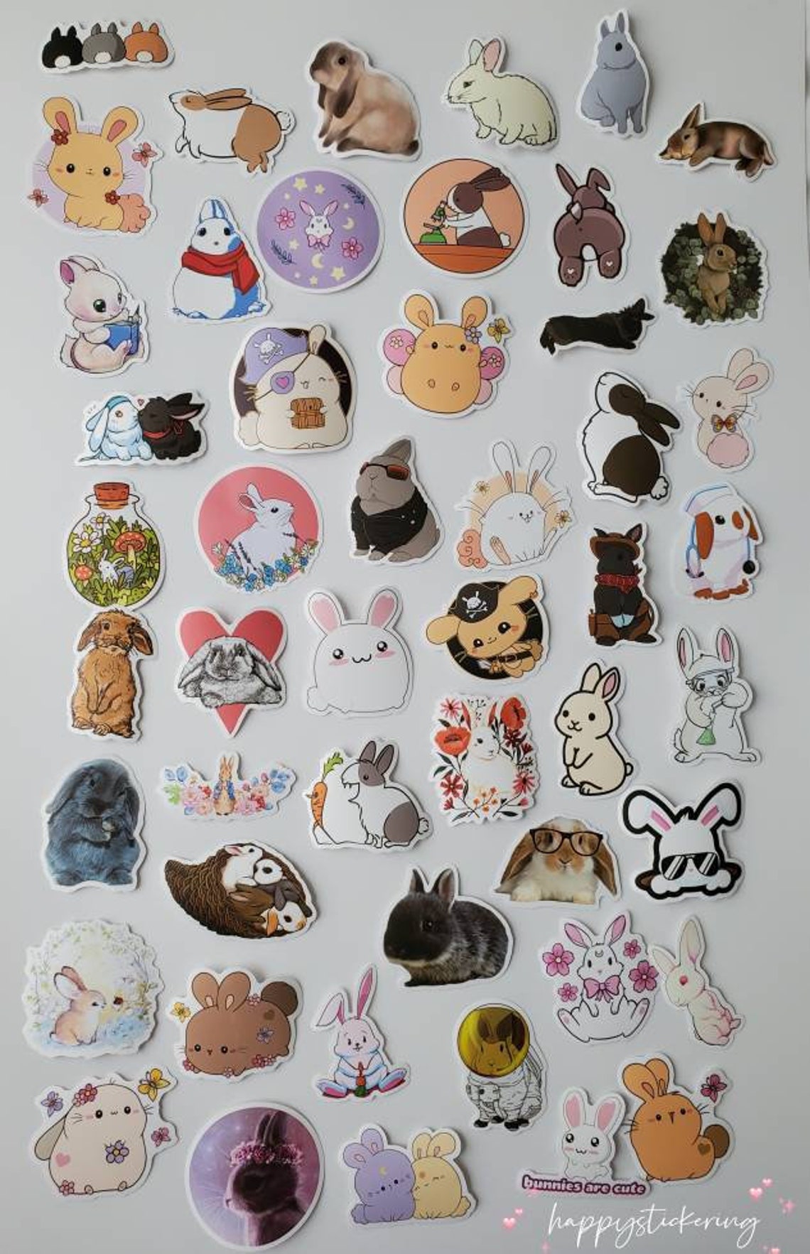 Cute Bunny Rabbit Sticker Pack 50 Stickers - Etsy UK