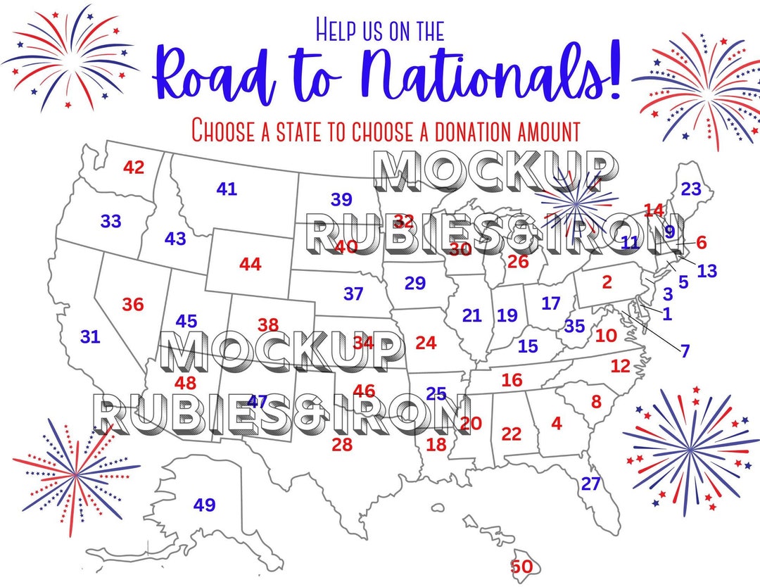 Nationals Fundraiser Map, Cheer Competition Funds, Calendar Fundraiser ...