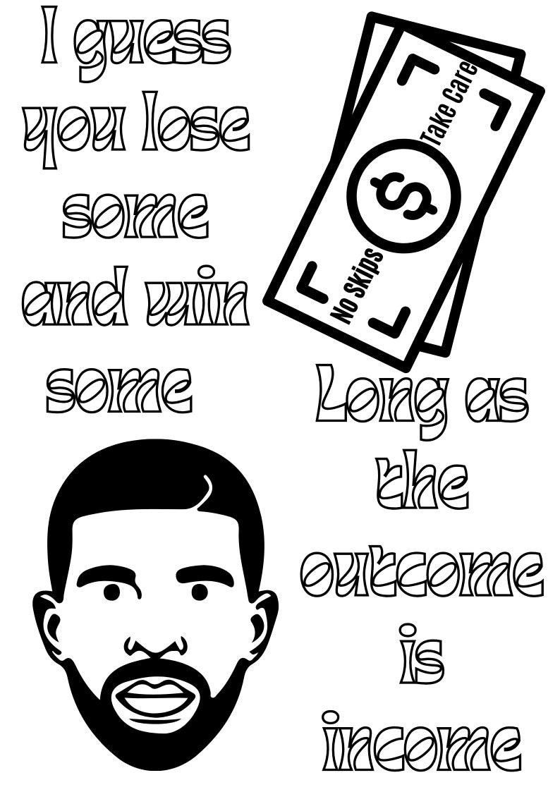 Drake Coloring Pages Take Care Album Coloring Lyric Coloring Pages ...