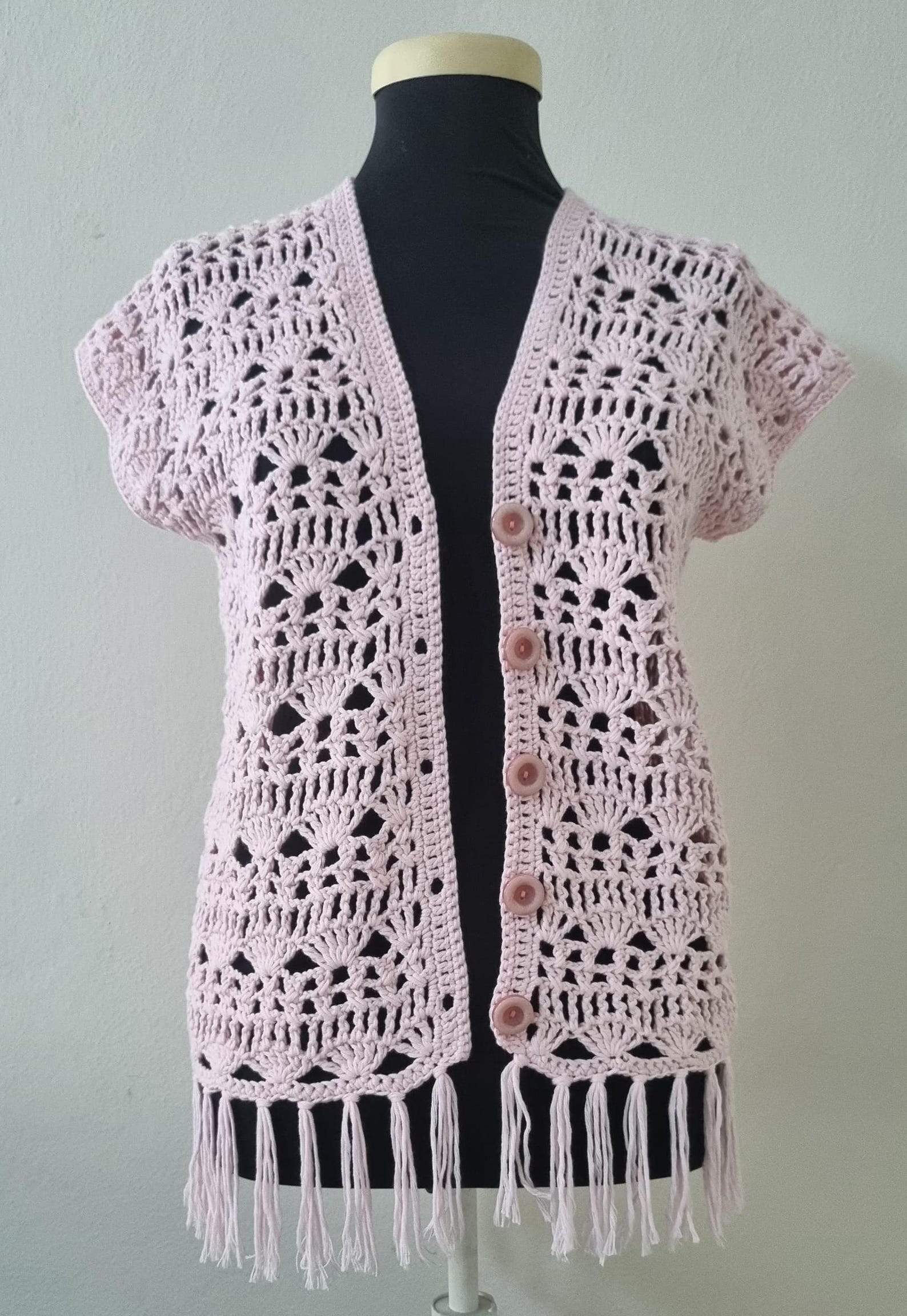 Women Pink West,tasseled Crochet Waistcoat,minimalist Cowgirl Pink Vest ...