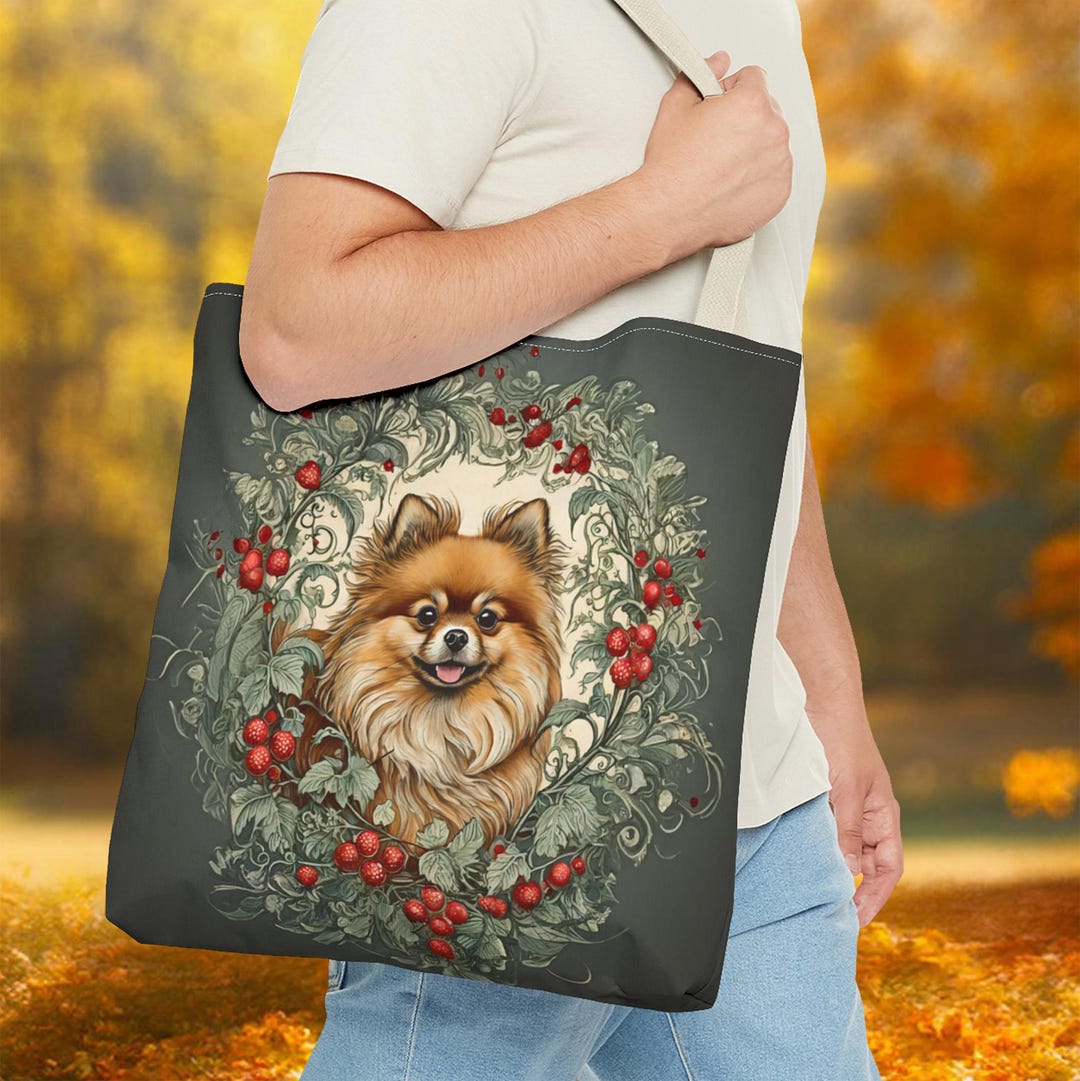 Pomeranian Dog Tote Bag Cottagecore Nature Lovers Book Bag Dog Mom Dad ...