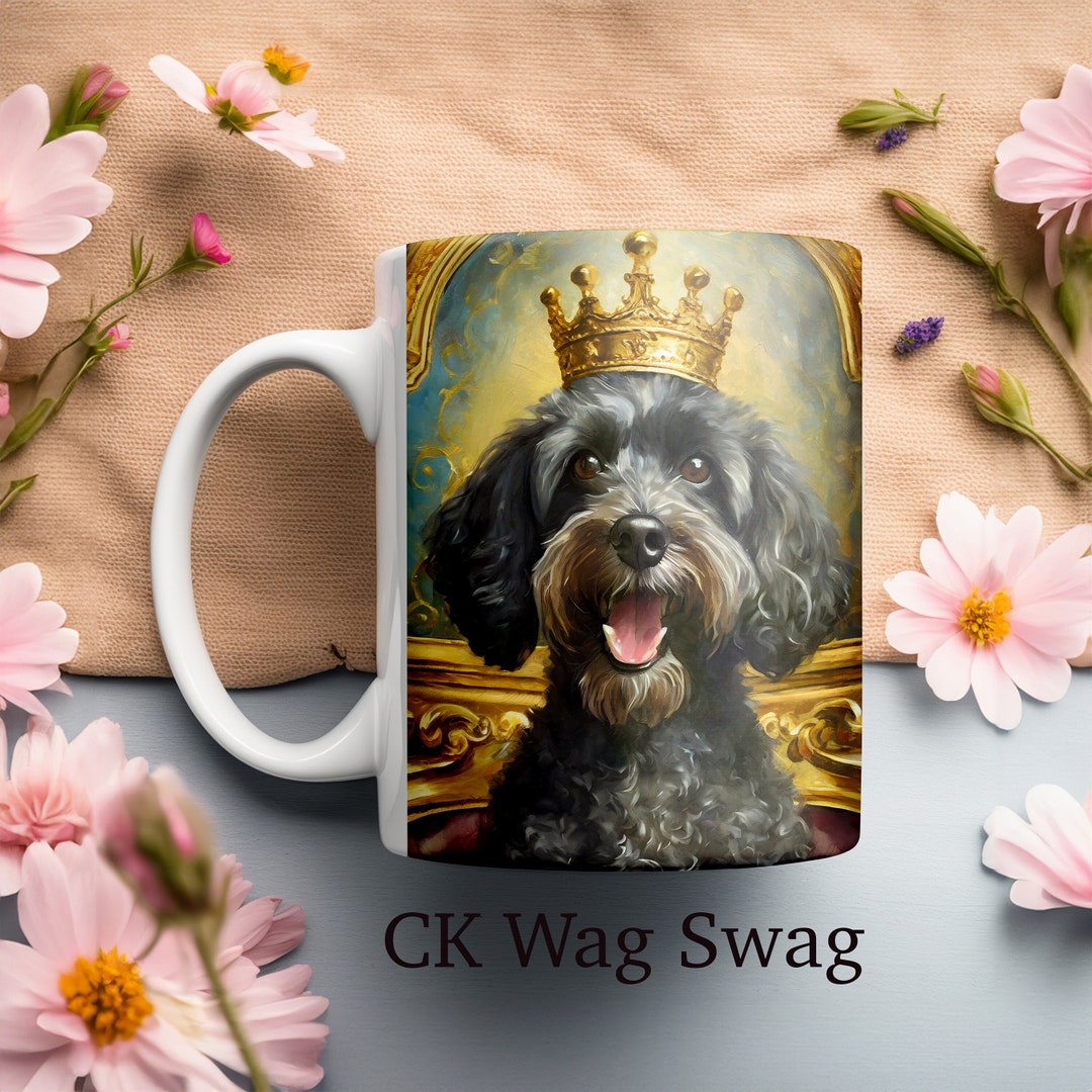 Doodle Dog Coffee Mug 11 Oz Royal Portrait Black Fur Poodle Mix Dog ...