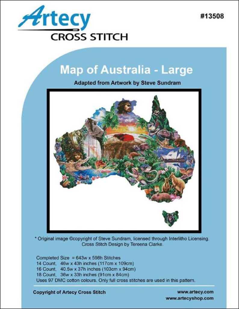 Map of Australia large Counted Cross Stitch Pattern - Etsy