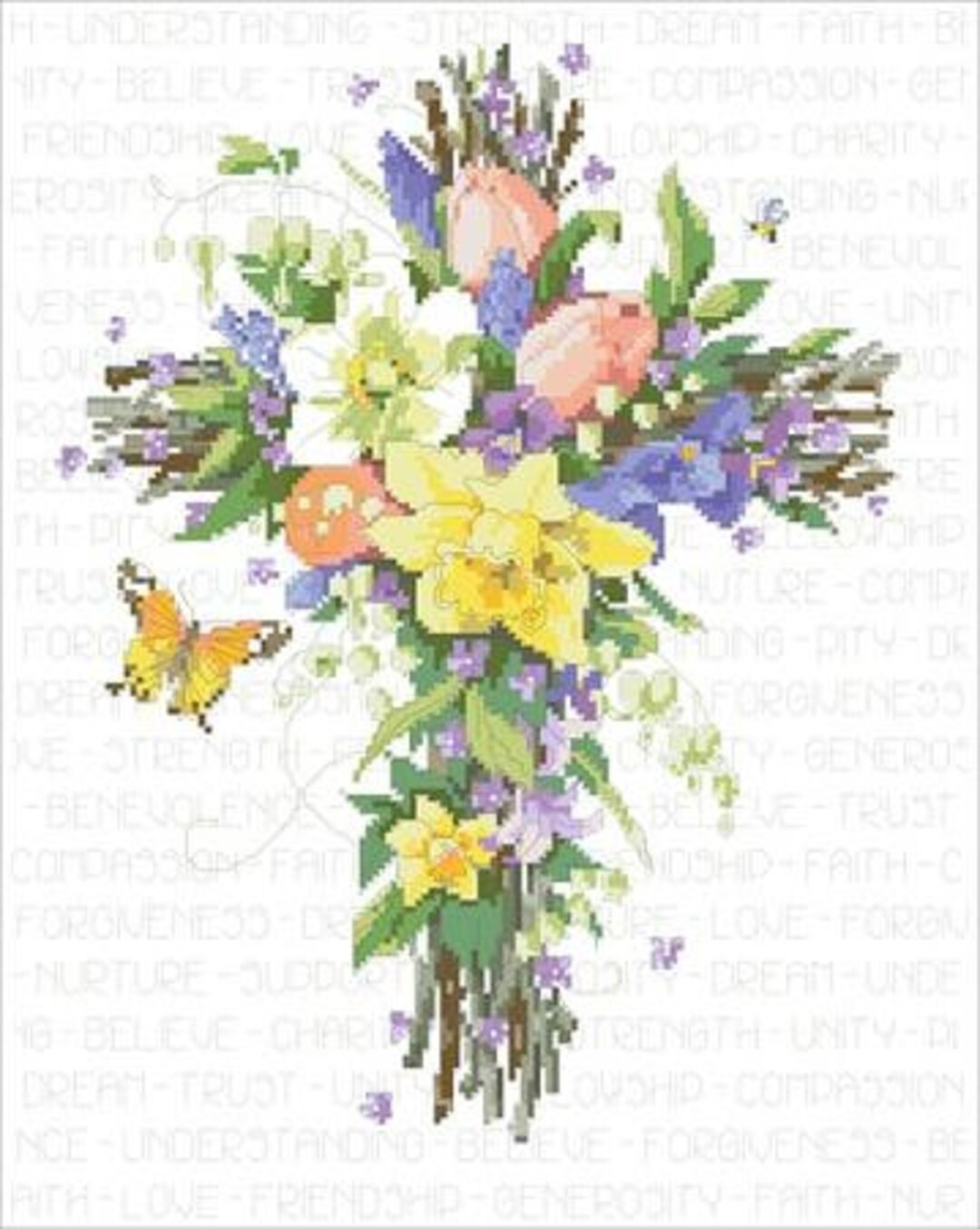 Spring Floral Cross Counted Cross Stitch Pattern - Etsy