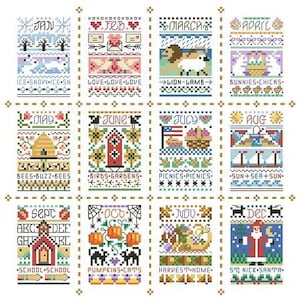 Mini Sampler of the Month Counted Cross Stitch Pattern by Kooler Design ...