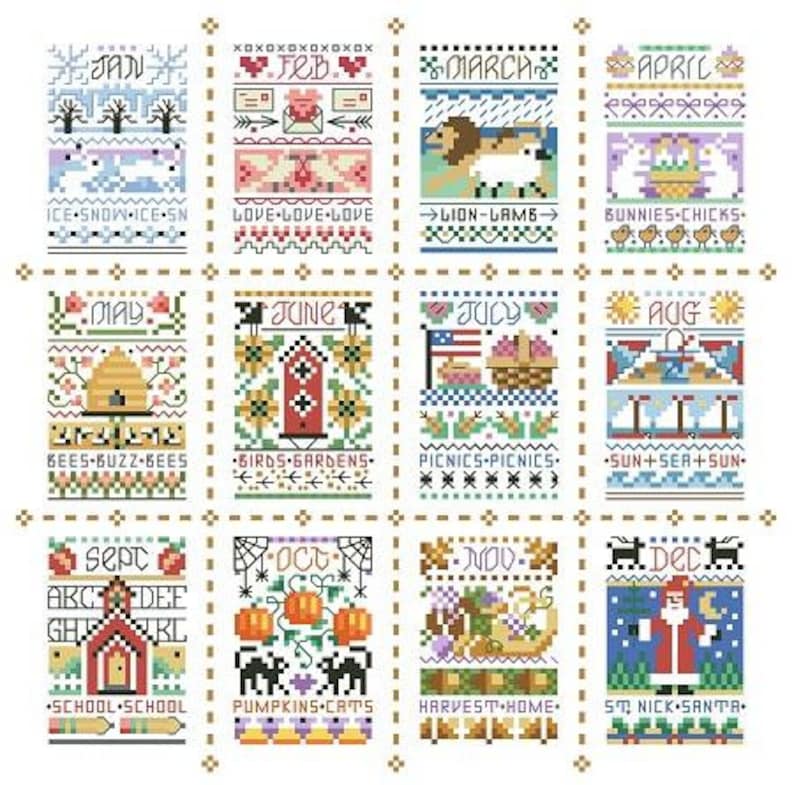 Cross Stitch Pattern - Mini Sampler of the Month by Kooler Design ...