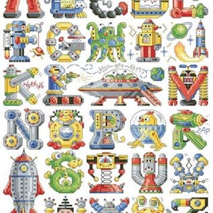 Alphabots Counted Cross Stitch Pattern - Etsy