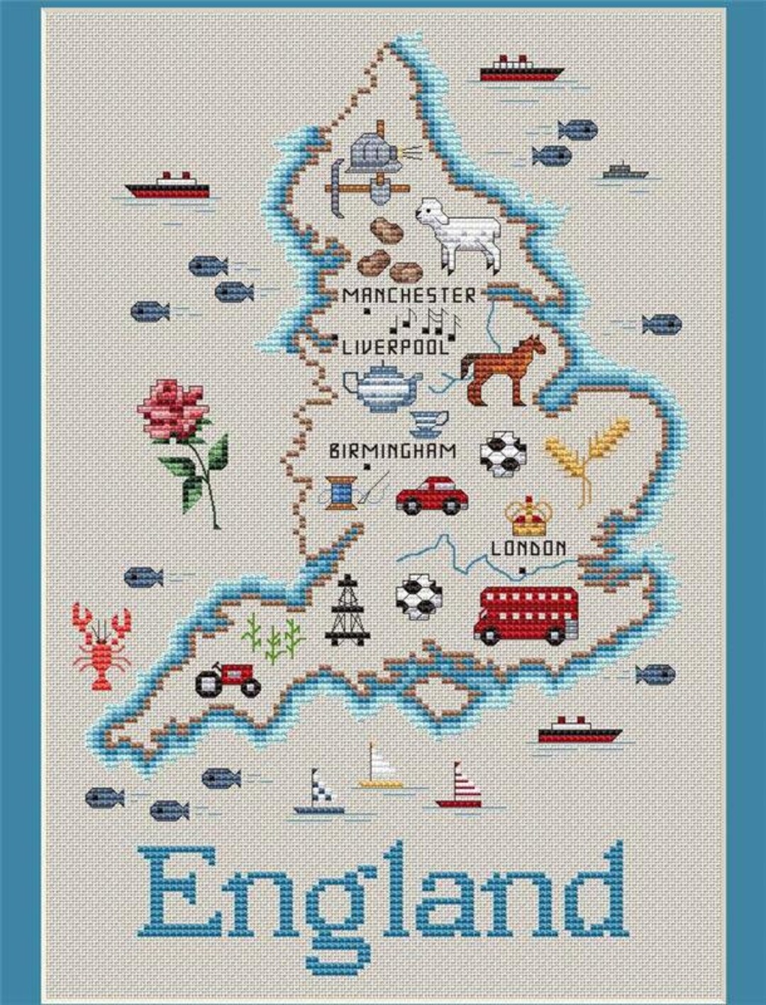 England Map Cross Stitch Pattern Joy in the Journey Series - Etsy