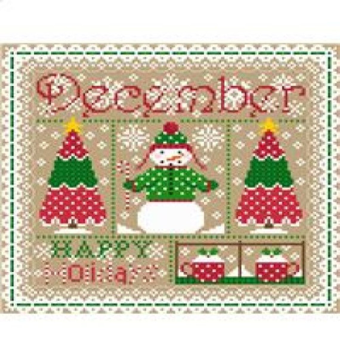 December Sampler Counted Cross Stitch Pattern - Etsy