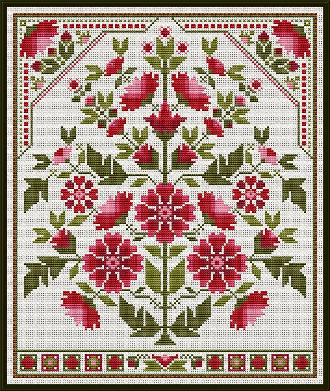 Petals of Red Counted Cross Stitch Pattern From Carolyn Manning - Etsy