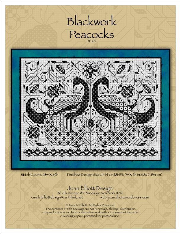 Blackwork Peacocks Counted Cross Stitch Pattern - Etsy