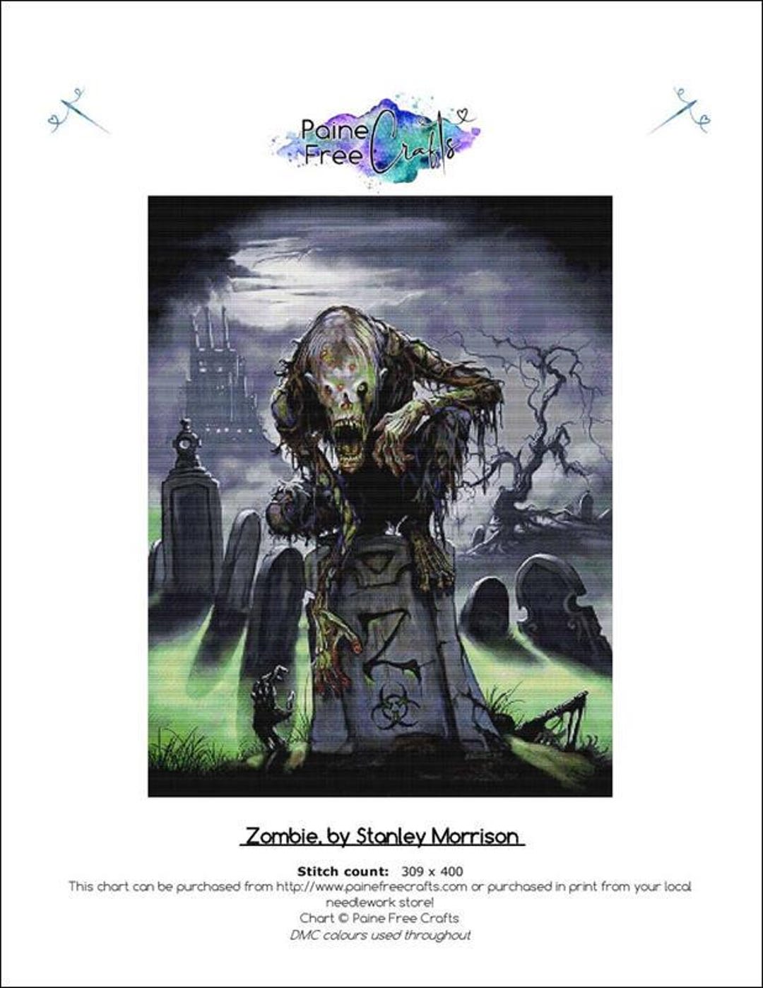 Zombie Counted Cross Stitch Pattern by Paine Free Crafts - Etsy