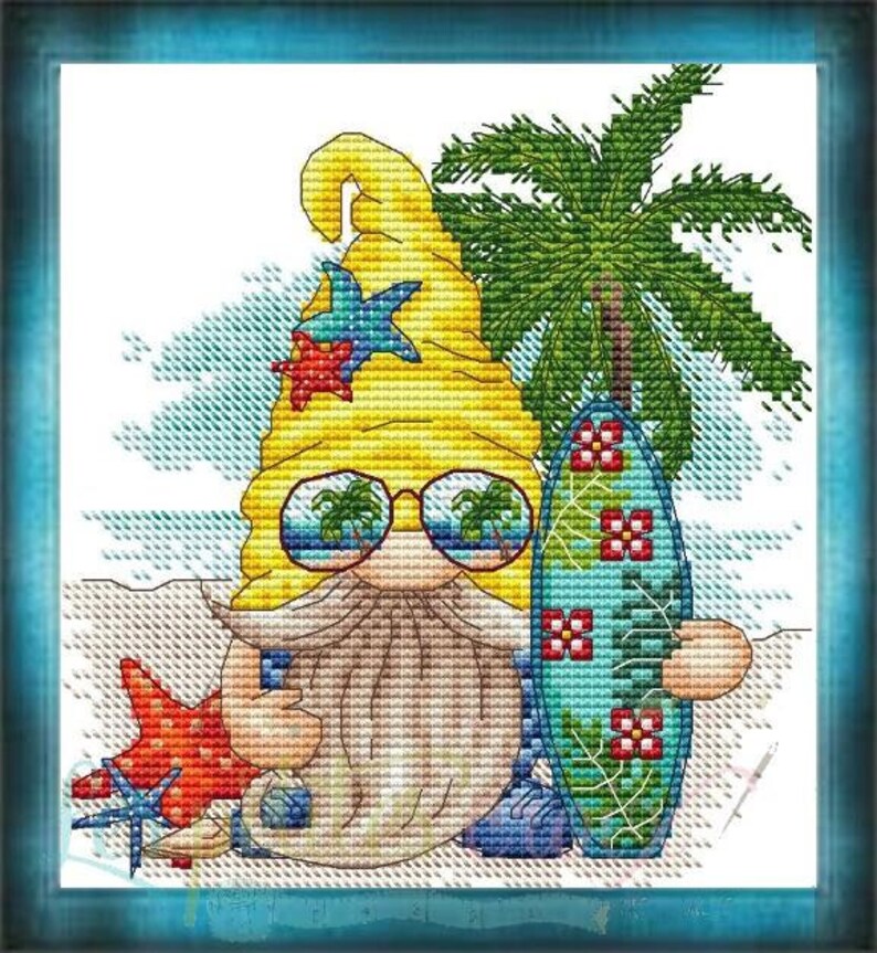 Gnome Surfer Counted Cross Stitch Pattern by Les Petites Croix De Lucie ...