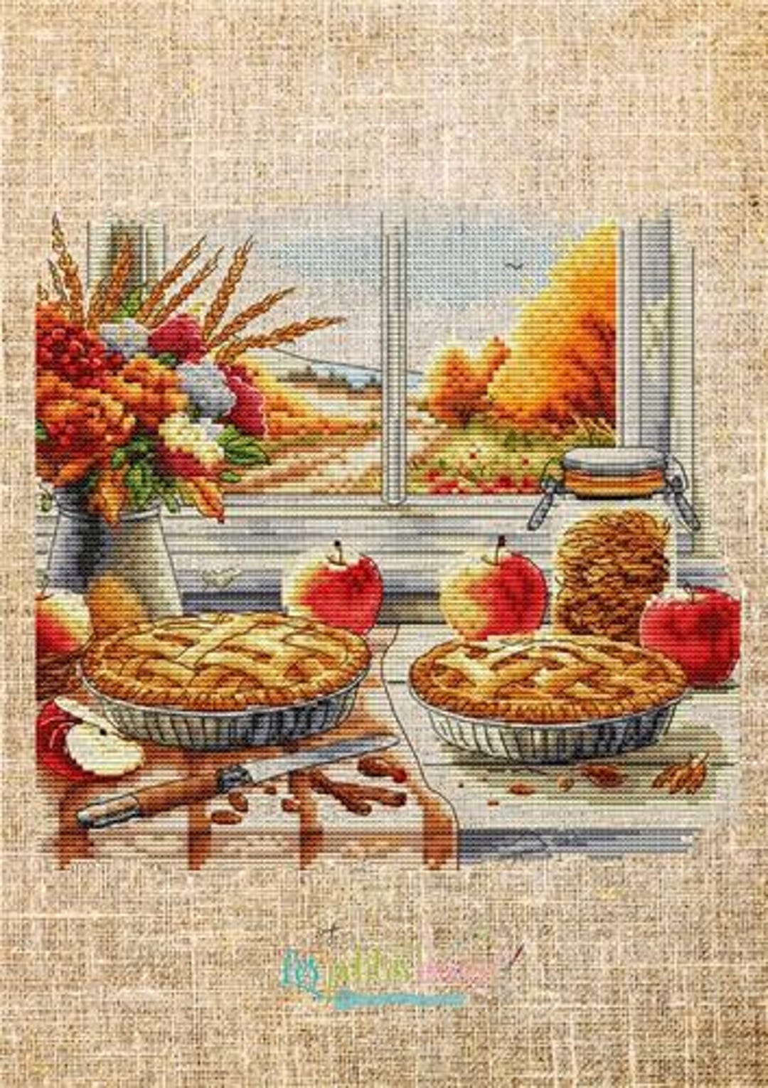 Apple Pie Window Counted Cross Stitch Pattern by Les Petties Croix De ...
