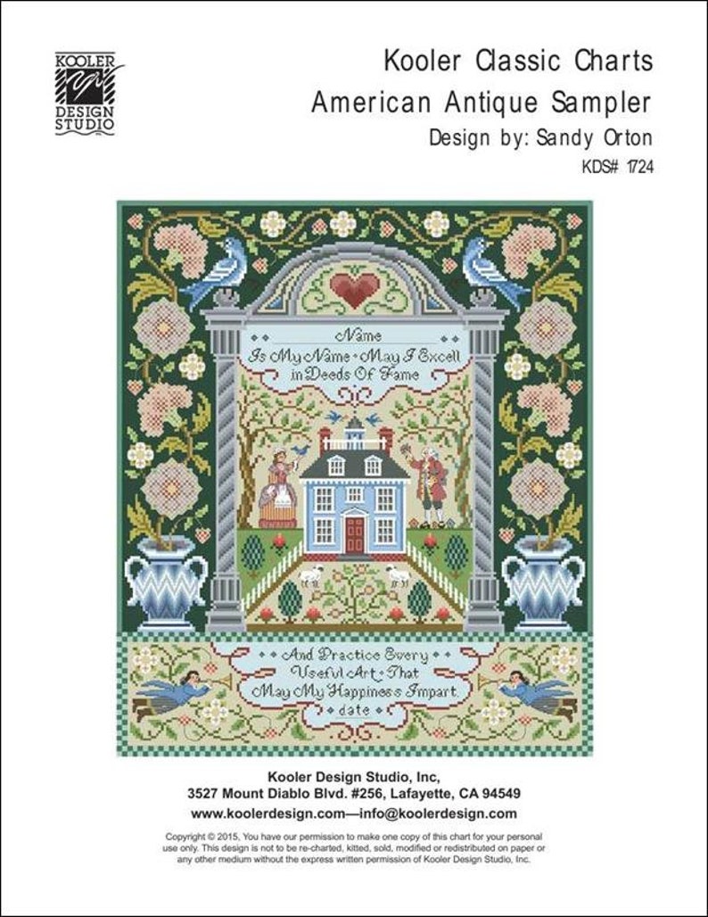 American Antique Sampler Counted Cross Stitch Pattern - Etsy