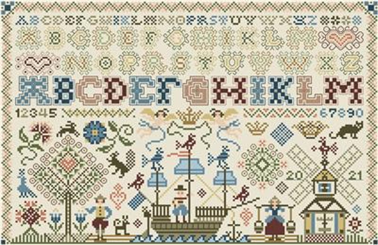 Dutch Sampler Counted Cross Stitch Pattern by Kooler Designs - Etsy