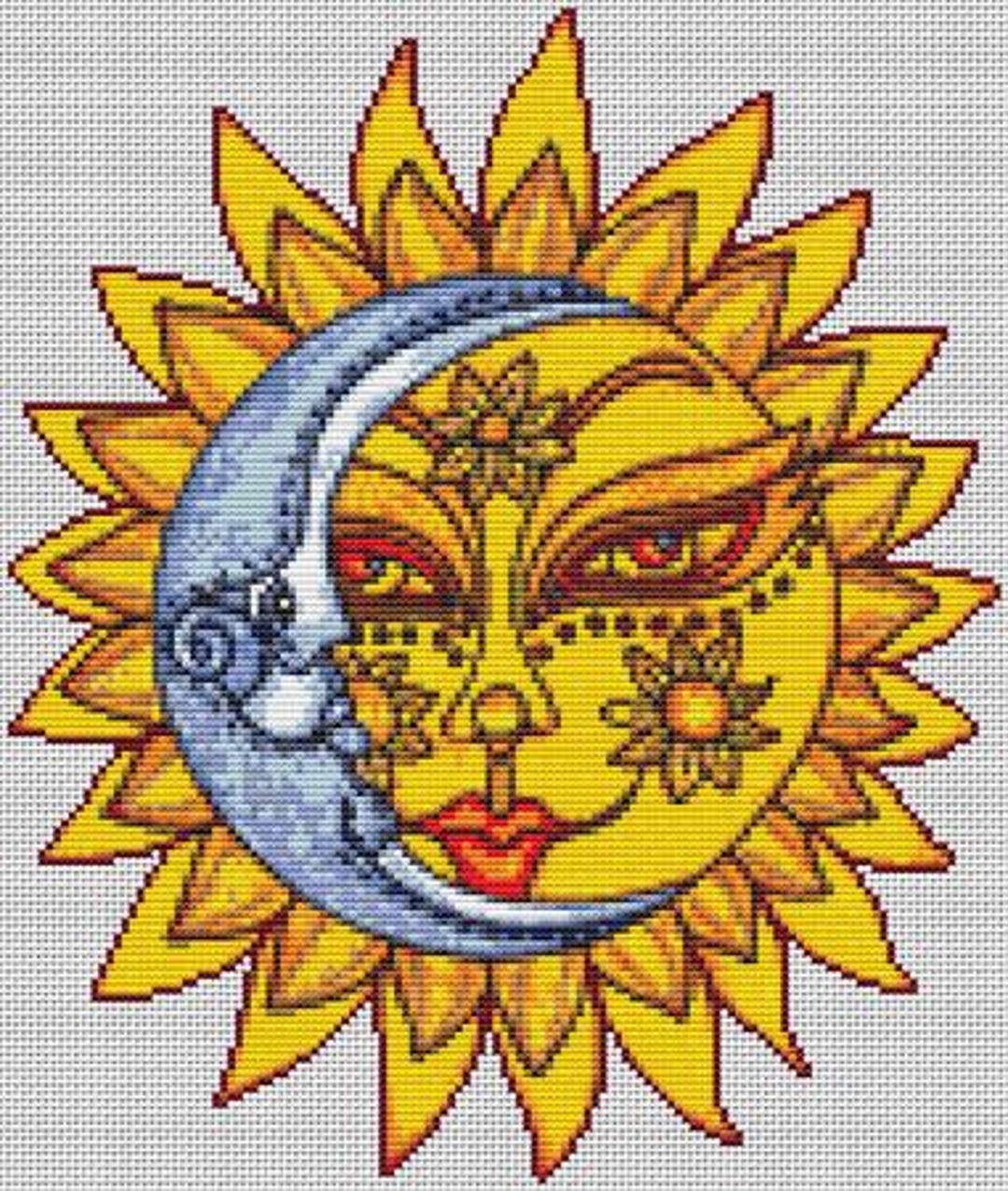 Sun and Moon Counted Cross Stitch Pattern - Etsy