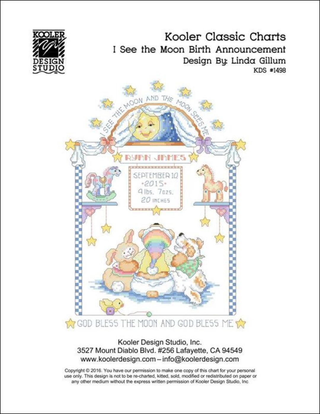 I See the Moon Birth Record Counted Cross Stitch Pattern - Etsy