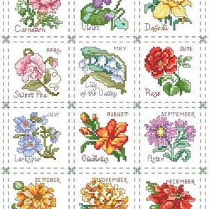 Flower of the Month Sampler Counted Cross Stitch Pattern - Etsy