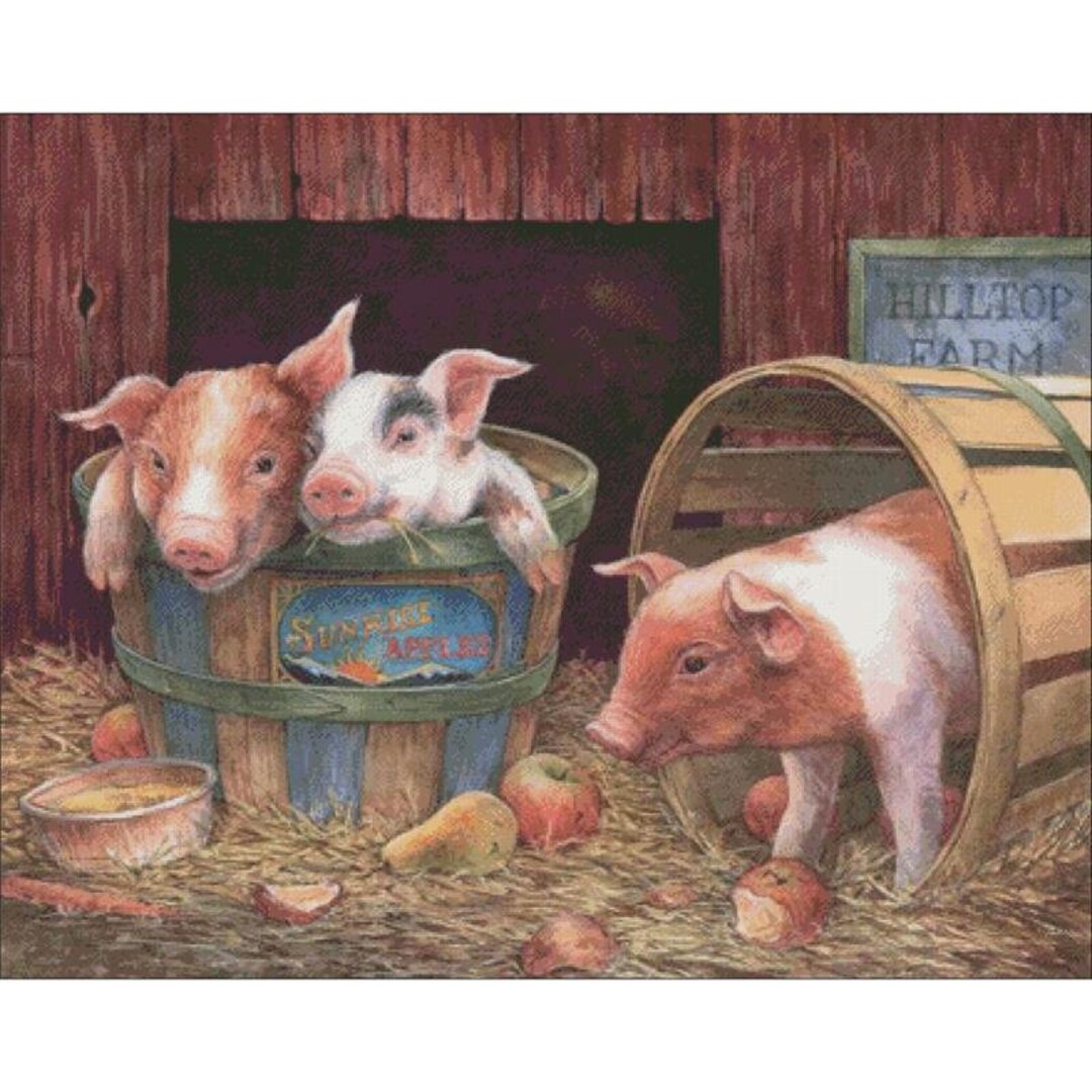 Three Pigs Counted Cross Stitch Pattern - Etsy