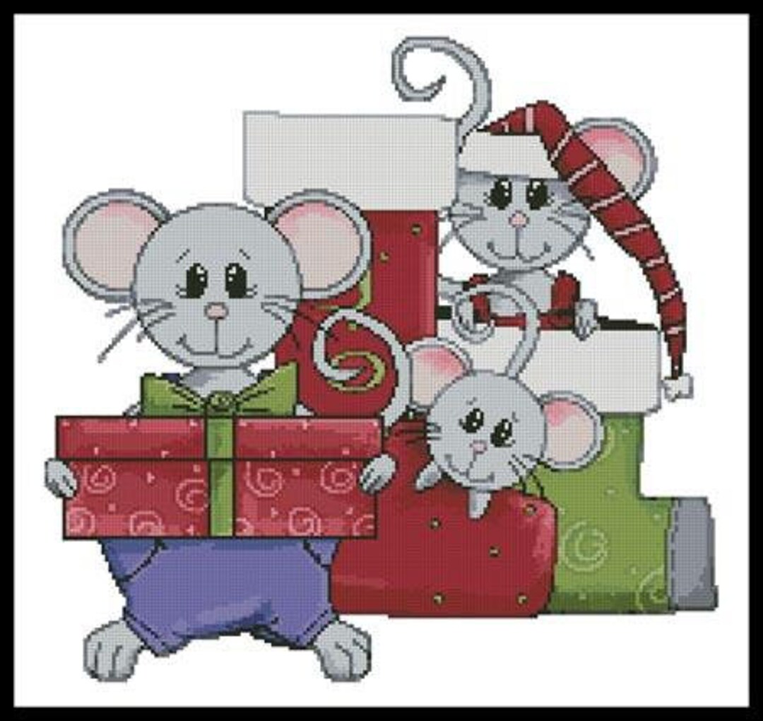 Christmas Mice Counted Cross Stitch Pattern - Etsy