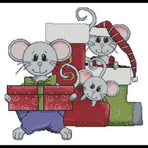 Christmas Mice Counted Cross Stitch Pattern - Etsy