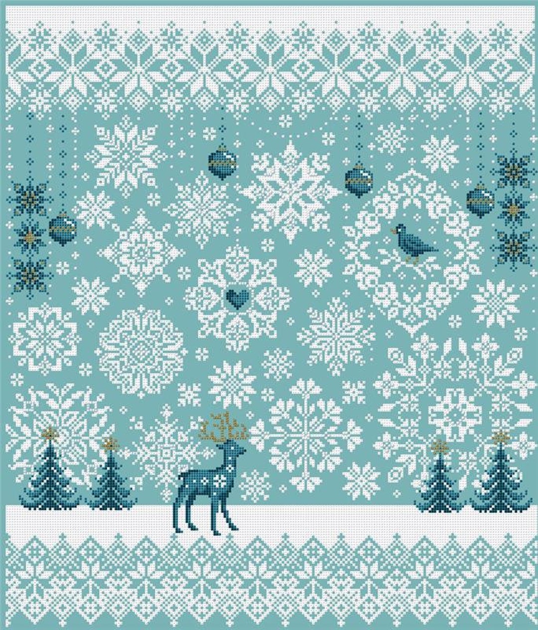 Falling Snow Counted Cross Stitch Pattern - Etsy