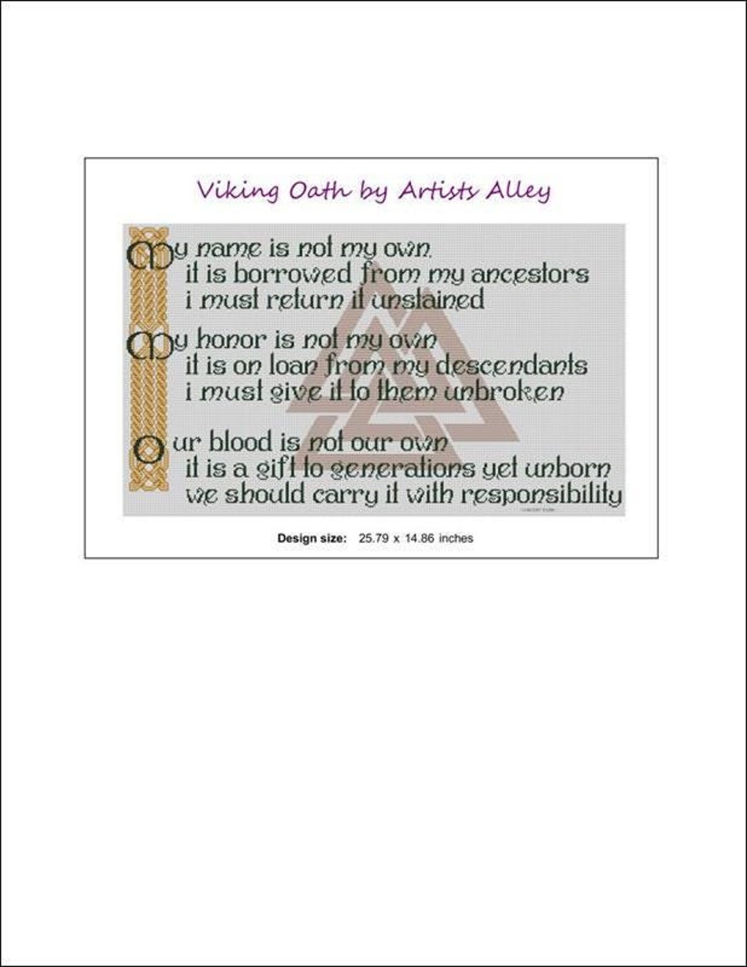 Viking Oath Counted Cross Stitch Pattern - Etsy