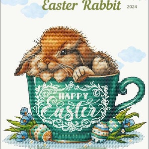 Happy Easter Rabbit Counted Cross Stitch Pattern - Etsy