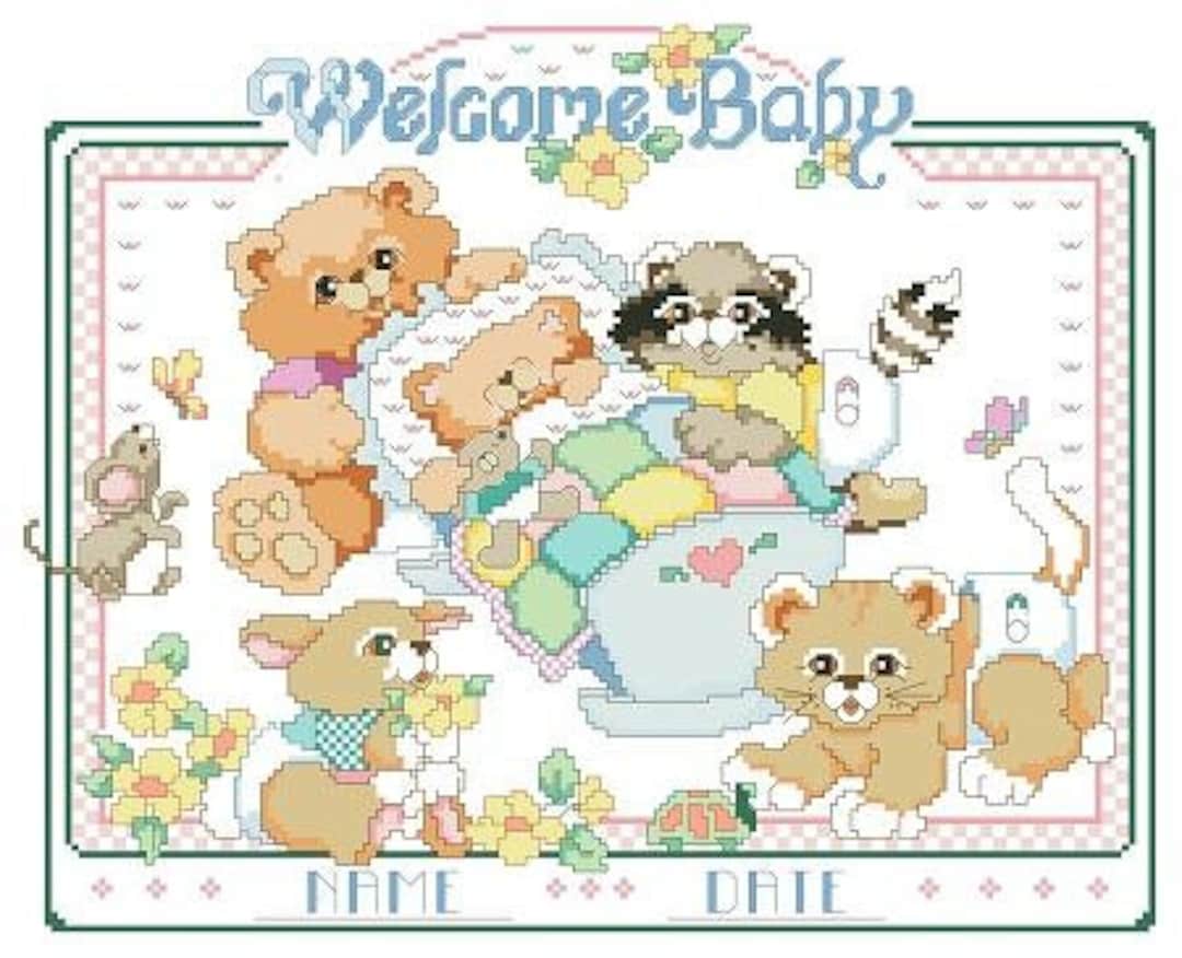 Welcome Baby Birth Record Counted Cross Stitch Pattern - Etsy