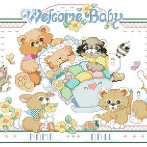 Welcome Baby Birth Record Counted Cross Stitch Pattern - Etsy