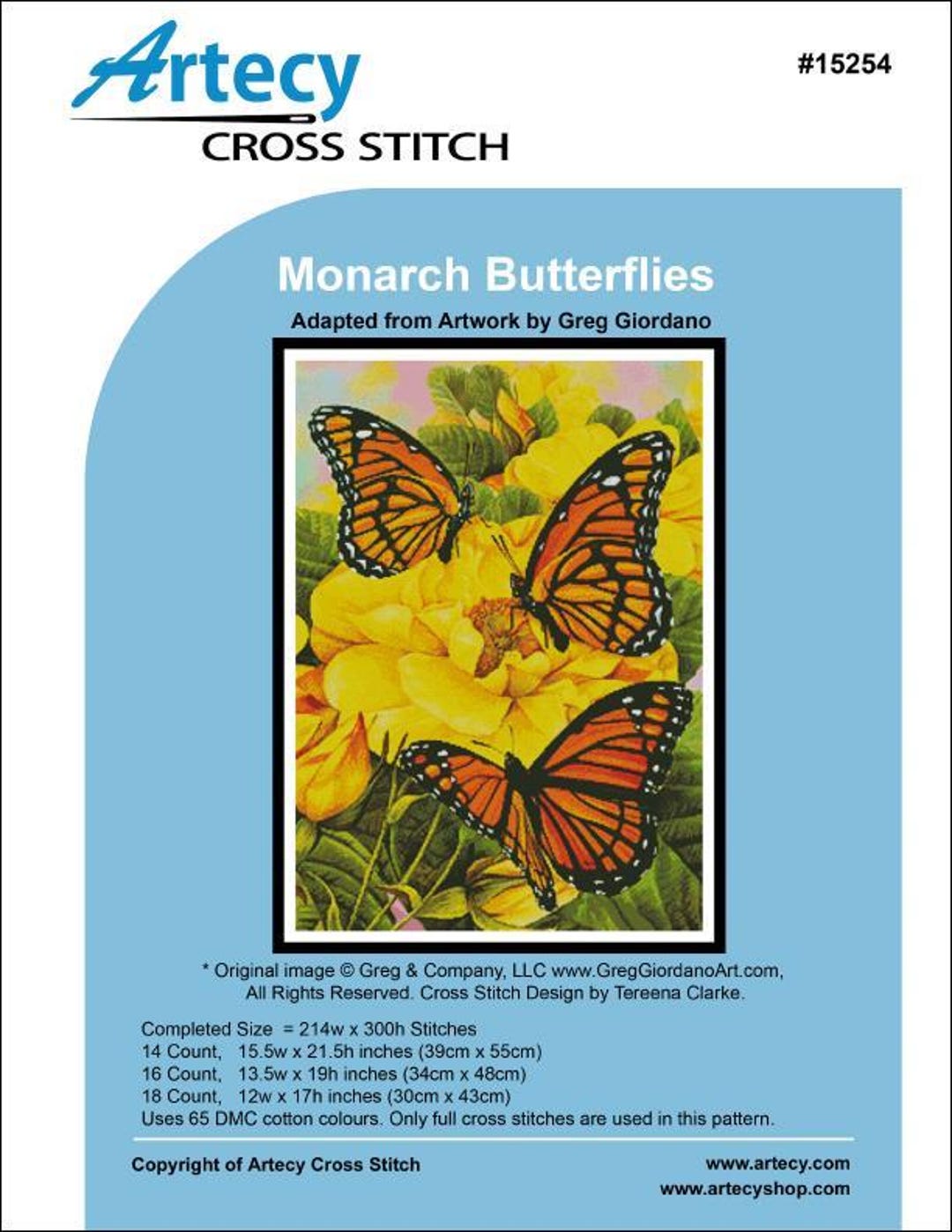 Choice of 3 Sizes - Monarch Butterflies Counted Cross Stitch Pattern by ...