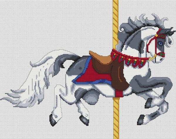 Grey Paint Carousel Horse Counted Cross Stitch Pattern - Etsy