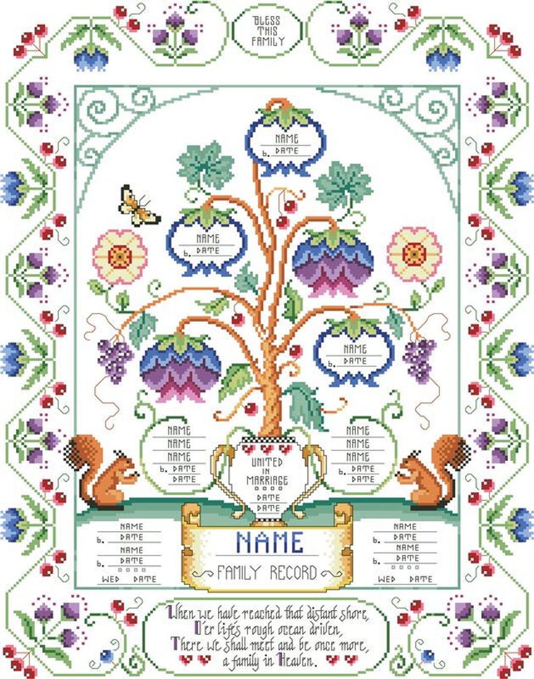 Family Tree Counted Cross Stitch Pattern by Kooler Designs - Etsy