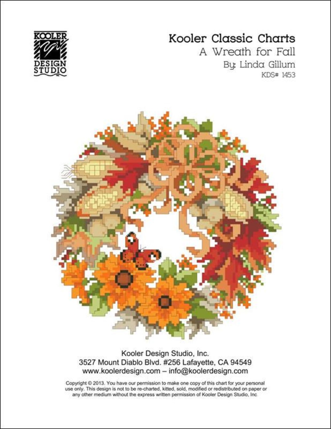 A Wreath for Fall Counted Cross Stitch Pattern by Kooler Design Studio ...