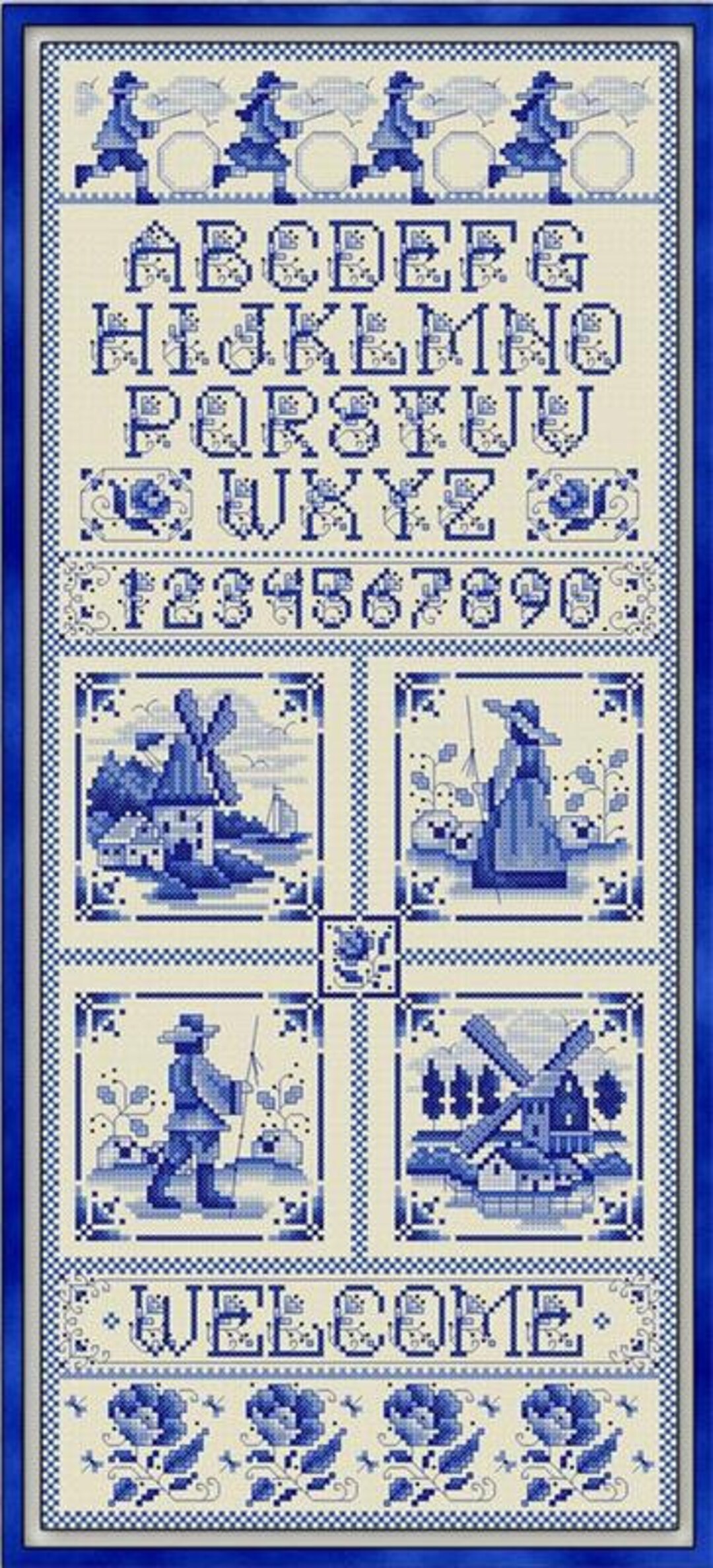 Blue Delft Sampler Counted Cross Stitch Pattern - Etsy