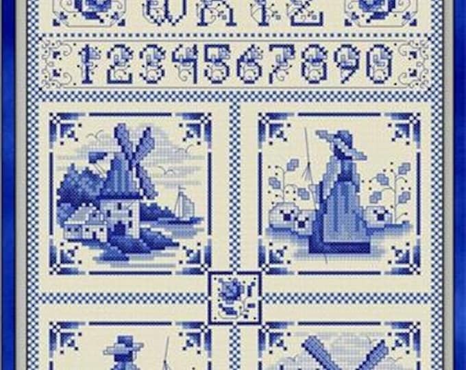 Blue Delft Sampler Counted Cross Stitch Pattern - Etsy
