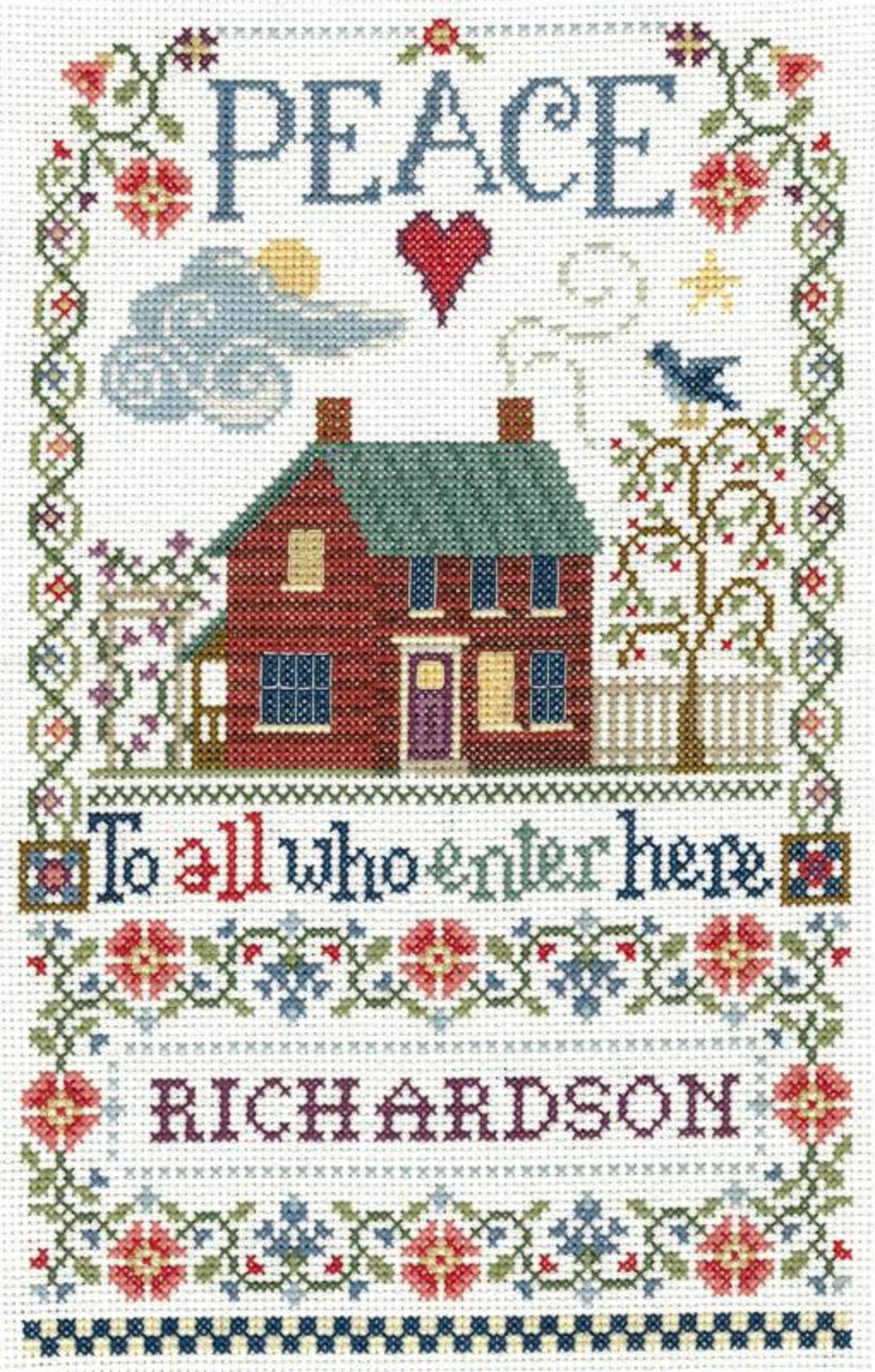 Peace to All Sampler Counted Cross Stitch Choice of Kit or Pattern - Etsy