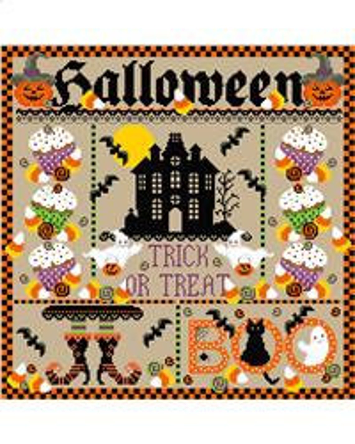 Halloween Sampler Counted Cross Stitch Pattern by Sugar Stitches Design ...
