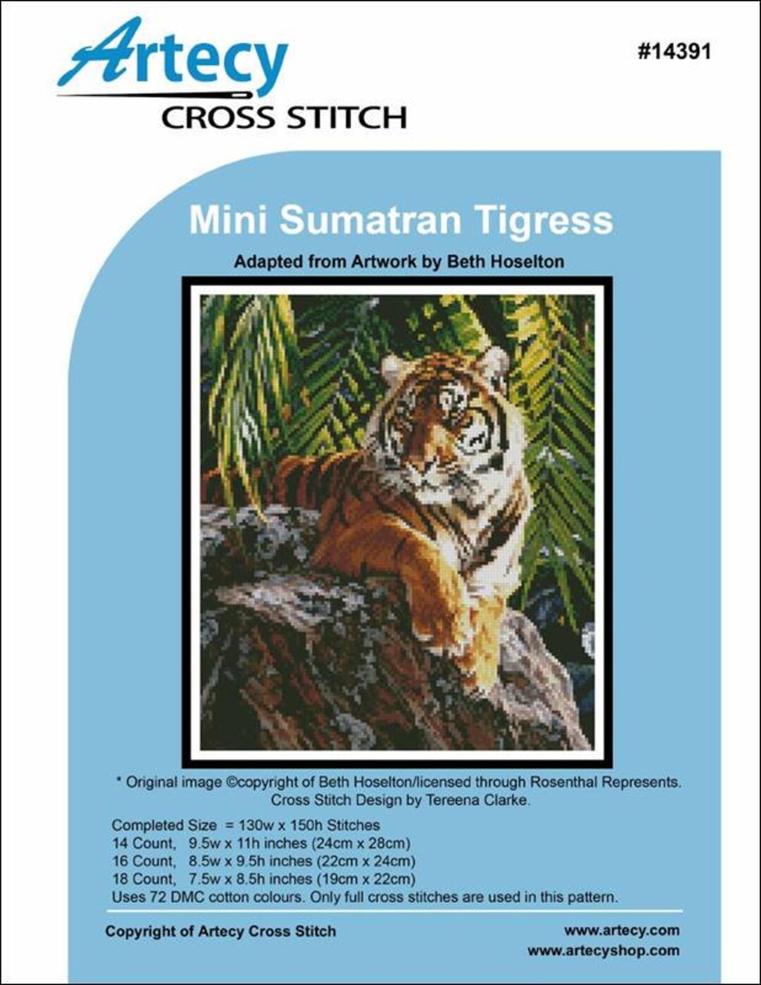Choice of 4 Sizes - Sumatran Tigress Counted Cross Stitch Pattern by ...