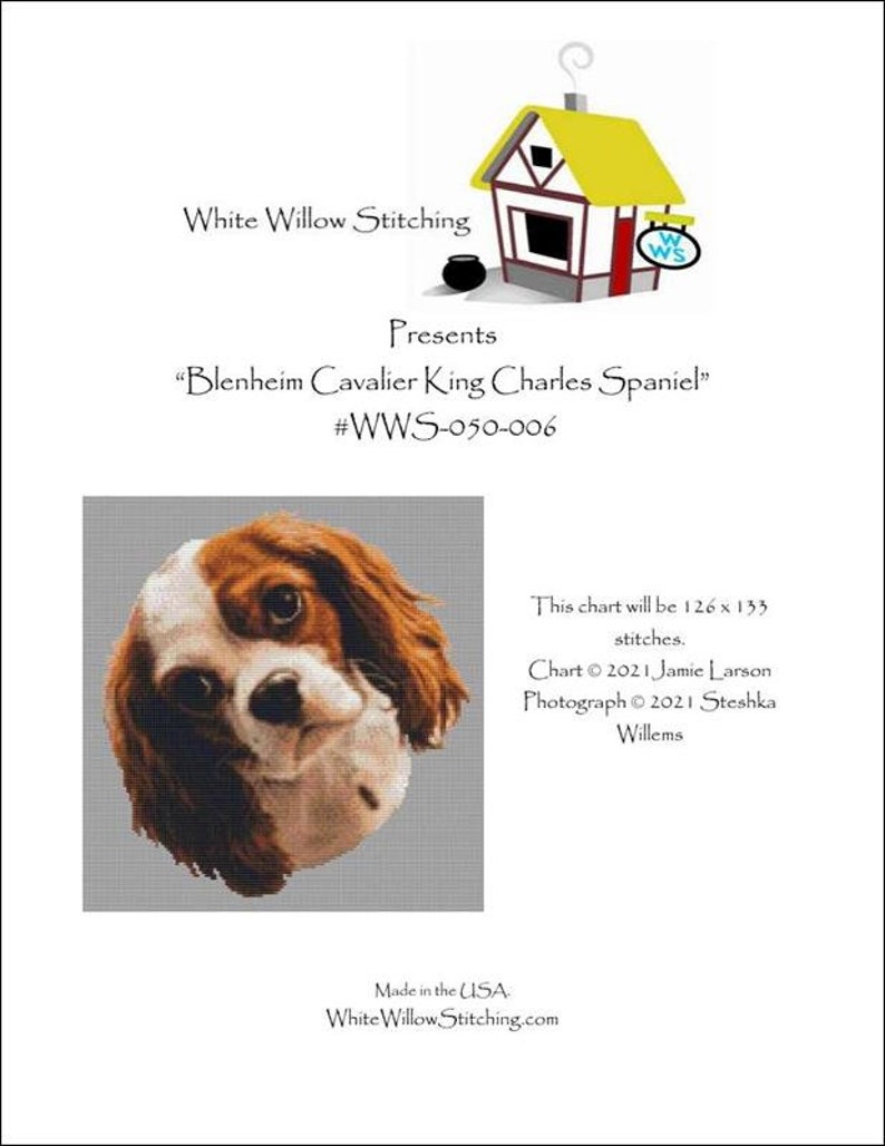 Blenheim Cavalier King Charles Spaniel Counted Cross Stitch Pattern by ...