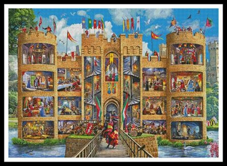Choice of 2 Sizes - Castle Cutaway Counted Cross Stitch Pattern by ...