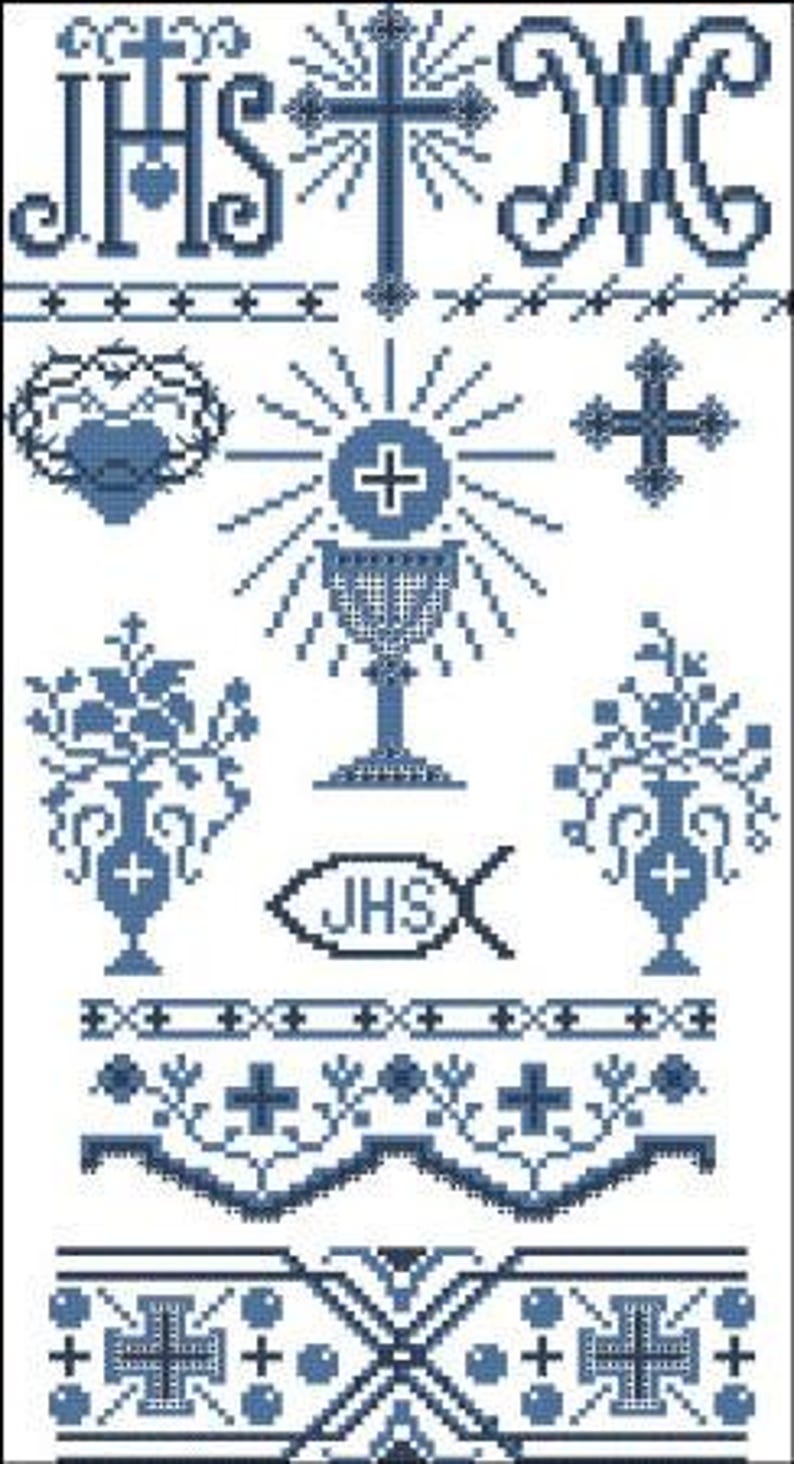 Christian Symbols Counted Cross Stitch Pattern - Etsy